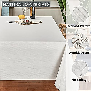HomeJoy Round Rectangle Table Cloth – Stainproof Waterproof Washable Polyester Oblong Rectangular Tablecloth, Fabric Table Cover for Kitchen Dining Dinner Table (Ivory, 52 X 70 Inch)