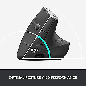 logitech MX Vertical Advanced Ergonomic Mouse, Wireless via Bluetooth or Included USB Receiver (Renewed)