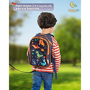 HappyVk- Backpack with Leash for Kids-Anti Lost Walking Toddler Leash-Dinosaur design-for 1-4 Years Old Boys, Girls