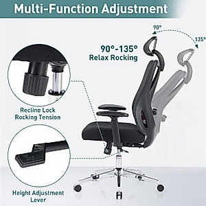 OLIXIS Ergonomic Executive Office Chair - Mid Back with 360° Swivel Wheels, Computer Desk Chair with Lumbar Support, Height Adjustable PU Leather with Flip-up Armrest