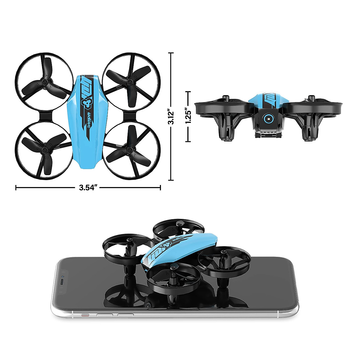 UDI U46 Mini Drone for Kids 2.4Ghz RC Drones with Auto Hovering Headless Mode Nano Quadcopter, Blue