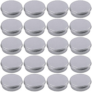 20 Pack 2 Ounce Aluminum Tin Jar Refillable Containers 60 ml Aluminum Screw Lid Round Tin Container Bottle for Cosmetic,Lip Balm, Cream