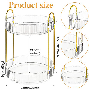 2 Tier 360 Rotating Makeup Organizer, Spinning Perfume Organizer Tiered Lazy Susan Turntable for Skincare Cosmetic Perfume Kitchen Storage for Women
