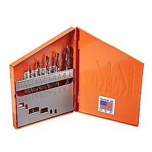 KnKut 5 Piece Left Hand Jobber Length Drill Bit Set