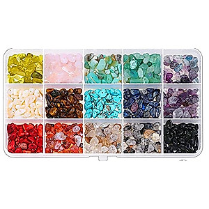 Jteremy Irregular Chips Stone Beads Natural Gemstone Beads Kit with Earring Hooks Spacer Beads Pendants Charms Jump Rings for DIY Jewelry Necklace Bracelet Earring Making for DIY Jewelry Making, Beadi