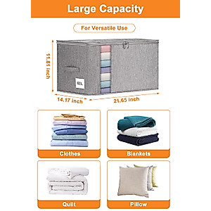 punemi Large Clothes Storage Bags, 2 Pack Comforter Storage Bag with Sturdy Structure/Zipper for King/Queen Comforters Quilt Duvet Pillows Blankets,Closet Organizers and Storage, 21.7x14.2x11.8in