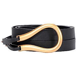 Block Garden Women PU Leather Waist Belt Double Strap Tie Wrap Cinch Belt, 01 Black