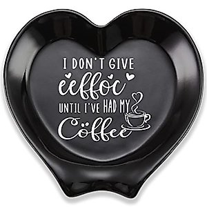 Heart-shaped Ceramic Coffee Spoon Rest, Coffee Spoon Holder, Station Decor Coffee Bar Accessories, Coffee Table Decor, Funny Coffee Quote, Coffee Lovers Gift for Sisters Girlfriends Women, and Men