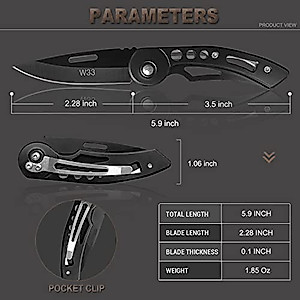 VIFUNCO EDC Folding Pocket Knife for Men, Small Keychain Knife with clip, Stainless Steel Key Knife/Box Cutter Knife for Women, Compact Pocket Knives for Outdoor Survival Camping, Gifts for Dad