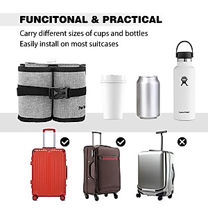 Perilogics Luggage Travel Cup Holder Attachment for Suitcase Drink, Coffee Mug, Bottle Caddy. Traveler Carry on Hands Free Accessory. Ideal for Frequent Travelers or Flight Attendants Gift.