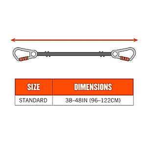 Ergodyne Squids 3121 Burn + Cut Resistant Aramid Tool Lanyard with Stainless Steel Carabiners, Tool Weight Capacity 10lbs , Yellow