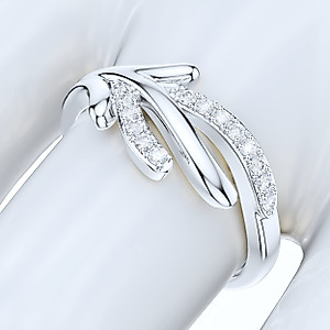 PRSTANI Sterling Silver Simulated Round Brilliant Cut Diamond Deer Reindeer Antler Style Promise Ring For Women (7)