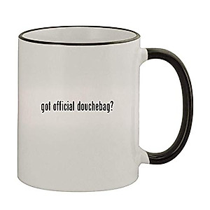Knick Knack Gifts got official douchebag? - 11oz Colored Handle and Rim Coffee Mug, Black