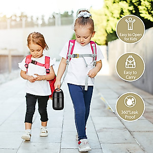 HAWEEK Insulated Food Container 17 oz Soup Thermo for Hot Food Kids Adults, Stainless Steel Vacuum Lunch Box with Folding Spoon, Adult Kids Thermo Portable with Handle for School, Office, Outdoor