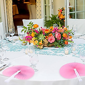 Pangda 24 Pieces Round Folding Handheld Paper Fans Assortment for Party Wedding Favor Birthday Supplies (Pink)