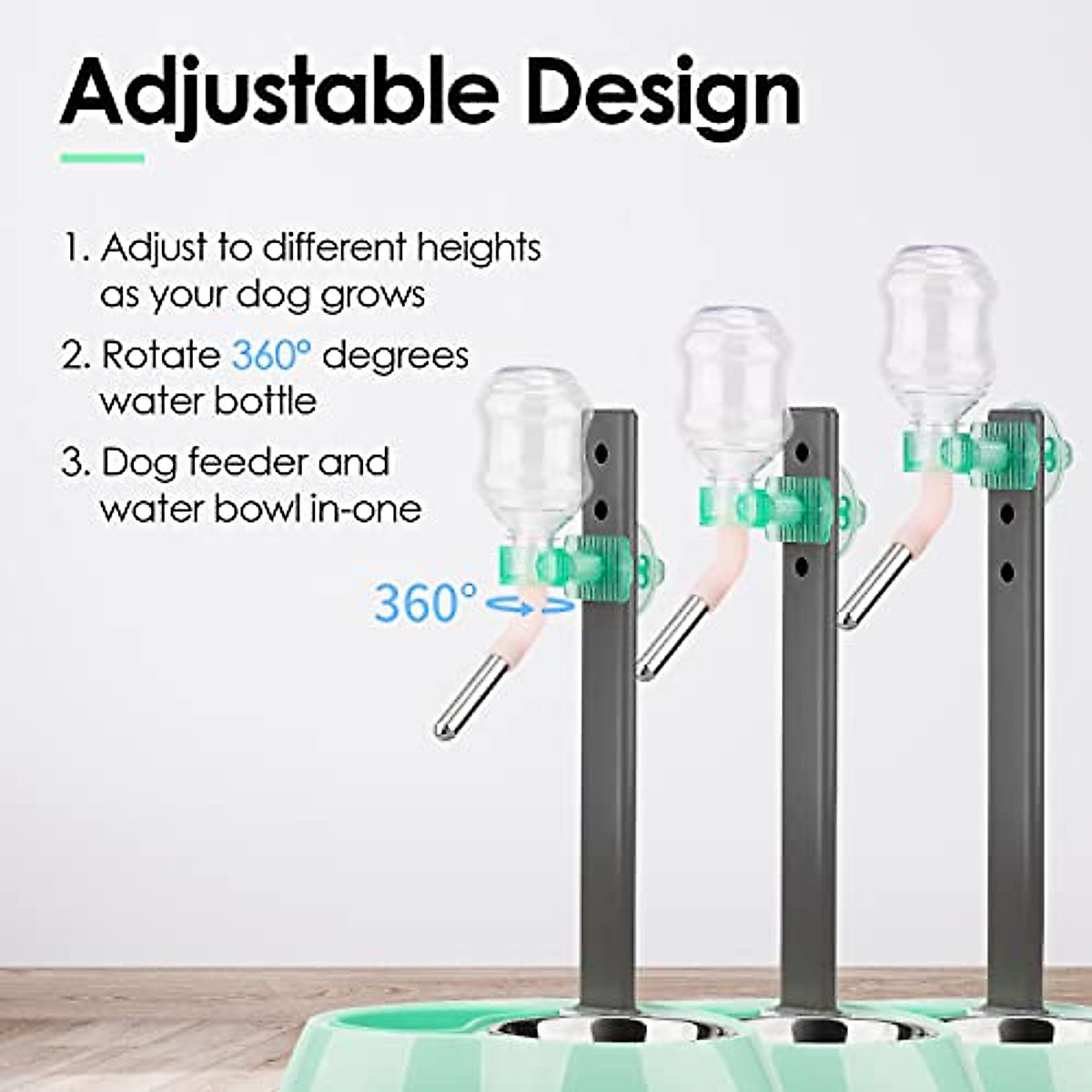 Super Design Dog Water Bottle Stand, Automatic Multifunctional Dog Water Bottle Dispenser Dog Water Feeders Bowl Dispenser Portion Control Water Dispenser for Dogs & Cats, No More Dripping Beard