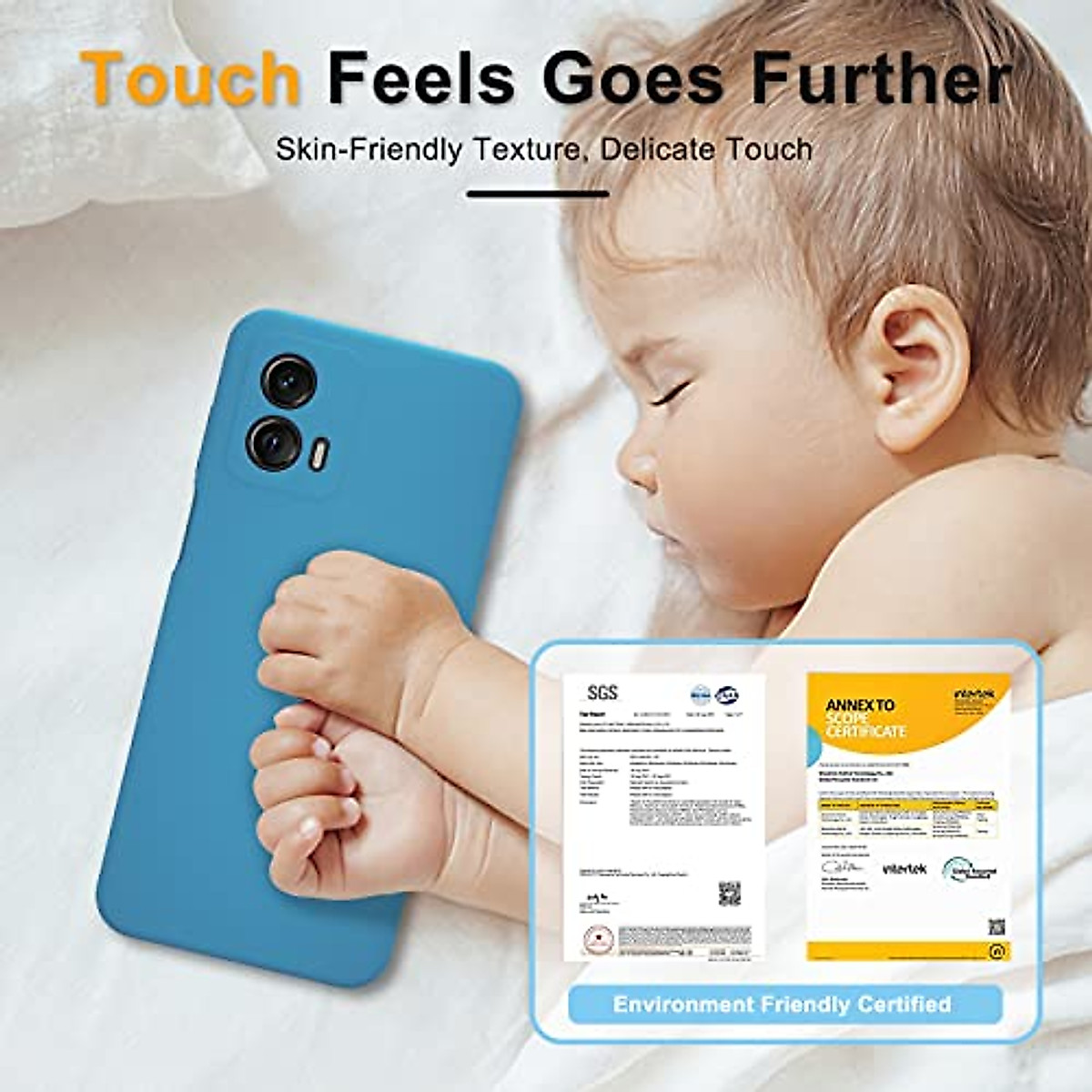 YENAPOON for Motorola Moto G 5G 2023 Case, Silicone Phone Case with 2 Screen Protector, Soft Anti-Scratch Microfiber Lining, Full Body Shockproof Slim Cover, Blue