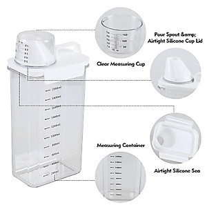 Gainhope 3 Packs Clear Rice Airtight Containers with Measuring Cup and Pourable Spout 2.3L, Kitchen Flour Cereal Dry Food Storage Bin, Plastic All Purpose Dispenser