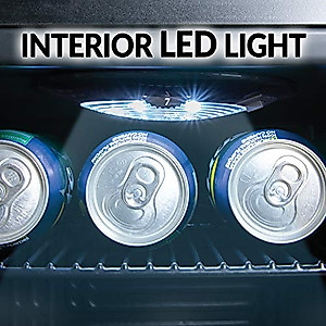 Igloo IBC35SS 135-Can Capacity Beverage Refrigerator & Cooler for Soda, Beer, Wine and Water LED-Lighted Double-Pane Glass Door, 3.5 Cu. Ft, Stainless Steel, Cubic Foot