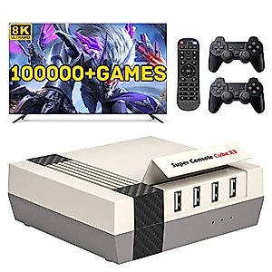 Kinhank Super Console Cube X3 Retro Game Consoles Built-in 100000+ Games, Android 9.0/Emuelec 4.5/CoreE System, S905X3 Chip, Compatible with DC/ARCADE, etc 8K UHD Output,2.4G/5G