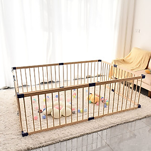 Wooden Baby Playpen for Babies and Toddlers,Baby Playars, Baby Fence Play Area with Safety Gate, Indoor Safety Play Yard,Large Baby Fence with Locking Gate Activity Center (55x79x24 Inches)