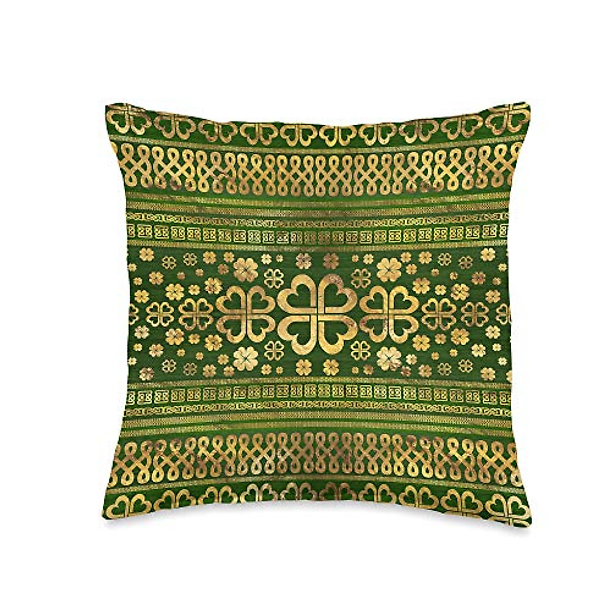 Creativemotions Irish Shamrock Four-Leaf Clover Throw Pillow, 16x16, Multicolor