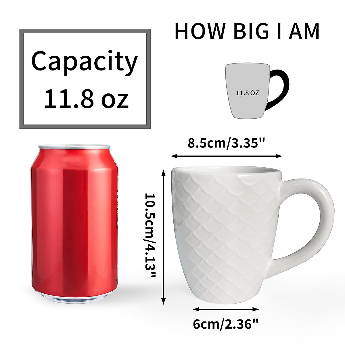 Hoikwo Cream White Coffee Mugs Set of 6, Ceramic Cup Set, 12 oz Artistic Drinkware for Coffee, Tea, and Beverages, Family Pack of 6 Unique Patterns, Microwave Safe and Dishwasher Safe