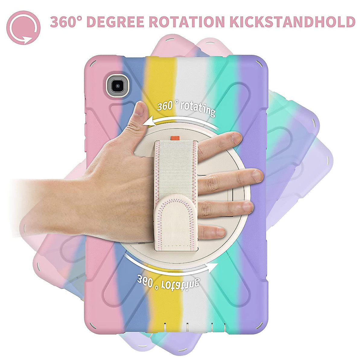 SIBEITU Case Compatible with Samsung Galaxy Tab A7 Lite 2021 with Screen Protector, 8.7 inch 3-Layer Durable Protective Case Cover W/Hand&Shoulder STRP for SM-T220/T225