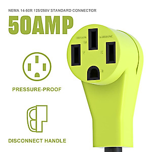 AOWEITOUR 30 Amp to 50 Amp RV Generator Adapter Cord, NEMA L5-30P Twist Lock Male Plug to NEMA 14-50R Female, Outdoor Ower Equipment Suitable for RV Trailer Camper, Heavy Duty STW 10 AWG(12 Inch)