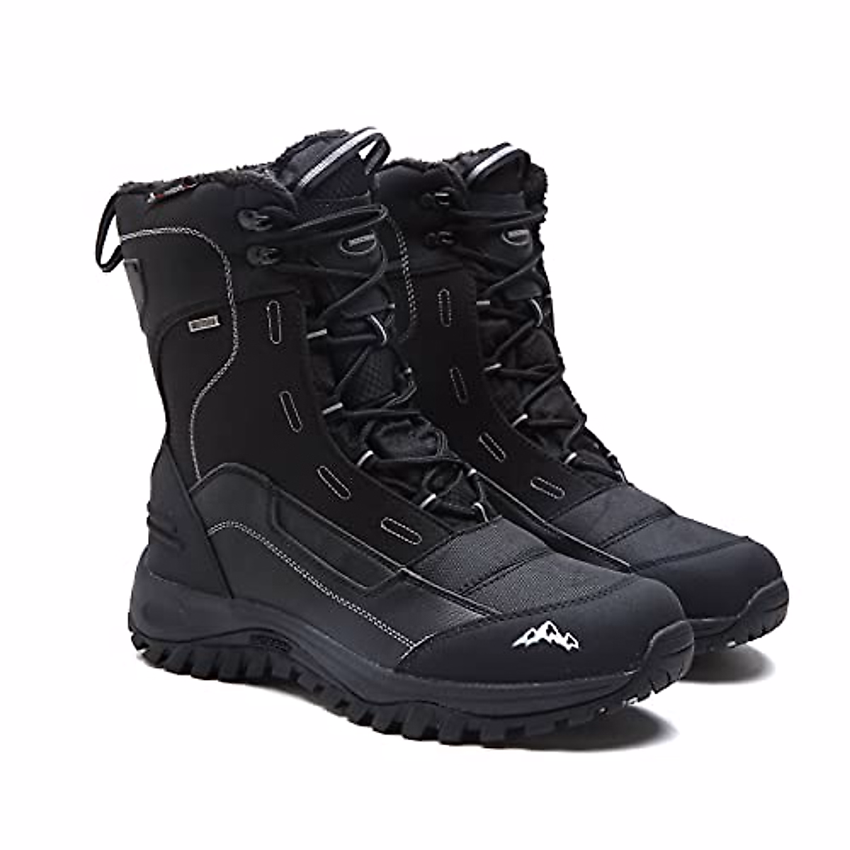 LOHJJMVE Men's Snow Boots Waterproof Insulated Winter Black Hiking Rubber Warm Lightweight Outdoor Shoes,Non-Slip Rubber Outsole (Black, numeric_10)