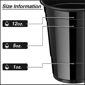 Lounsweer 100 Pack 16 oz Christmas Plastic Cups Party Supplies Cups Disposable Drinking Cups Water Cups for Graduation Wedding Birthday Beer Taste Serving Snack Sample Tastings Barbecues Picnic(Black)