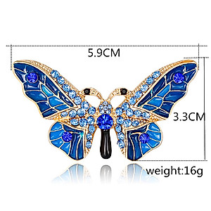 Butterfly Brooch pins Women Enamel Insect Pin Lapel Pin Safety Pin (Blue)