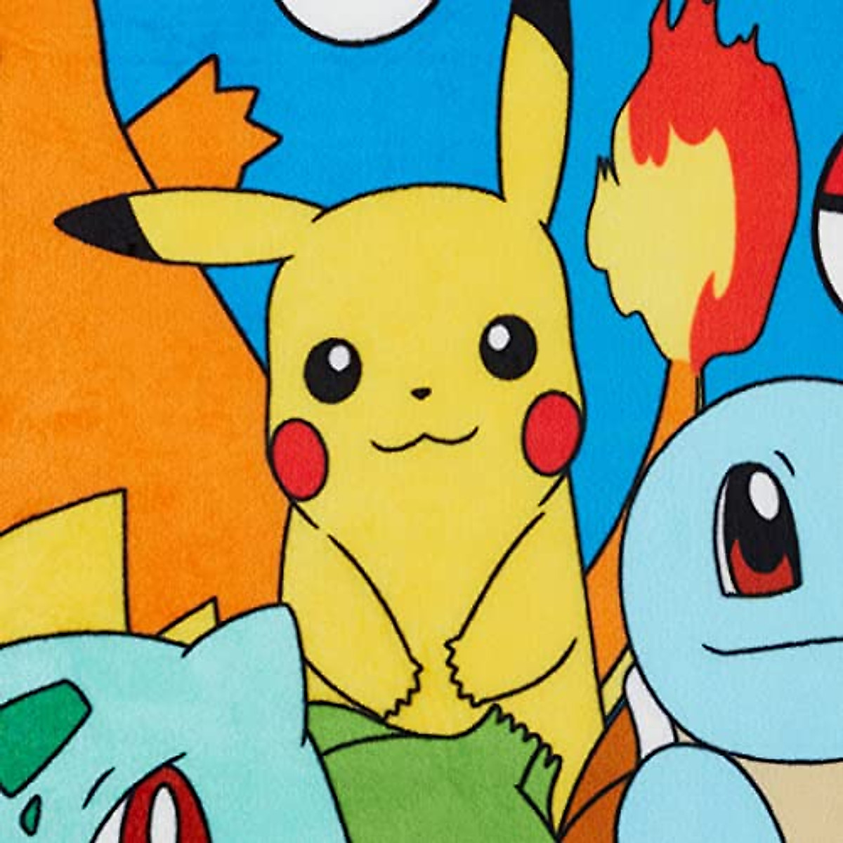 Pokemon Pikachu Fleece Throw Blanket Plush Throw - Pikachu Charmander Bulbasaur Pokeball Throw Blanket (Blue Group)