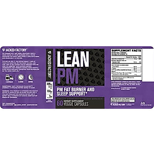 Jacked Factory Lean PM Night Time Fat Burner, Sleep Aid Supplement, & Appetite Suppressant for Men and Women - 60 Stimulant-Free Veggie Weight Loss Diet Pills