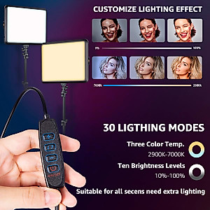 2-Pack Photography Lighting Kit, NiceVeedi 22W LED Video Light Kit, 2900-7000K Dimmable Studio Light with Tripod Stand, 73" Stream Light for Video Recording