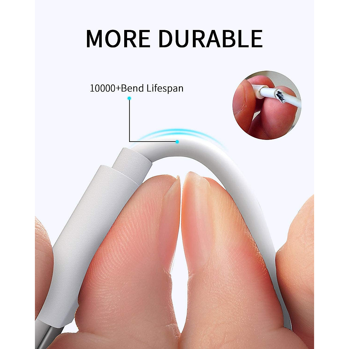 FEIYIU USB Charger Charging Cable Cord Compatible for Ring Enabled Wi-Fi Video Doorbell (2020 Release) 2/3/3 Plus/4, Peephole Cam, Camera Battery Charging Cable(6.6ft White)