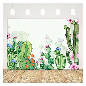 Watercolor Cactus Photography Backdrop Cactus Floral Birthday Photo Studio Background Vinyl 5x3ft Fiesta Cactus Themed Baby Shower Banner