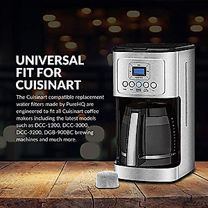 Cuisinart Compatible Activated Charcoal Water Filter Replacement - Universal Fit All Cuisinart and Braun Coffee Makers - Pure and Refresh Taste (12 Pack)