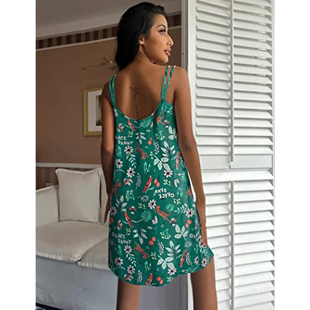 Ekouaer Sleepwear Womens Sleeveless Nightgown Slip Night Dress Print Pajama Dress