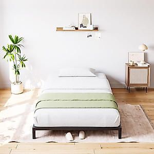 IDEALHOUSE 8 Inch Twin Bed Frame No Box Spring Needed, Heavy Duty Metal Platform Bed Frame Twin Size for Bedroom Easy Assembly, Noise Free, Black, Twin