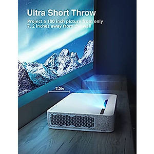 4K Ultra Short Throw Laser TV Home Theatre Projector, 2500 ANSI Lumens,HDR10, Built-in Harman Kardon Soundbar, Ultra HD Smart Laser Projector for Movies&Video&Gaming, Easy Installation