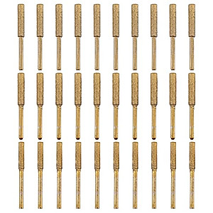TEHAUX Chain Sharpener 30 Pieces Diamond Sharpening Wheel Diamond Sharpening Wheel Burr Grinding File for Metal Polishing Chainsaw, Wood, Steel, 4 mm 4. 8 mm 5. 5mm (Gold)