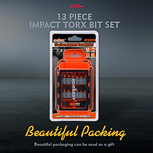 HORUSDY 13Pieces T5-T40 Torx Bits Set - Torx Security Bit Set - Security Torx Bit Set | Star Bits Set - 1/4 Hex Torx