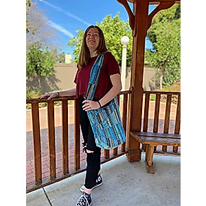 Original Collections Turquoise Embroidered Peace and Sunrise Crossbody Sling Boho Purse Handbag