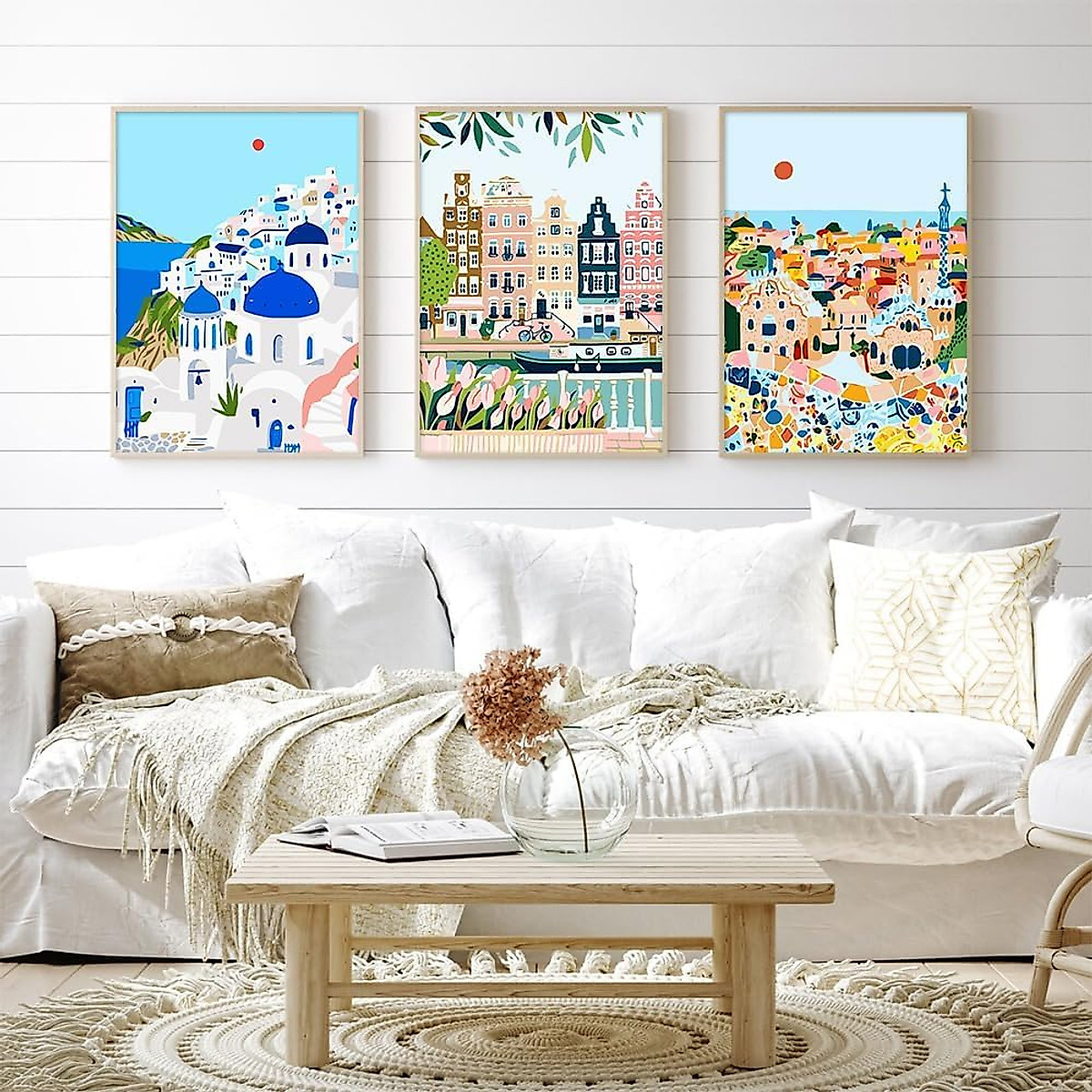 cupmod 6 Packs Paint by Number for Adults,Scenery-Cityscape DIY Acrylic Oil Painting Paint by Numbers Kits on Canvas,Adults Paint by Numbers Kits Drawing Paintwork for Home Decor