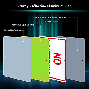 Enjoyist 2-Pack No Loitering Sign, 10"x 7" .04" Aluminum Reflective Sign Rust Free Aluminum-UV Protected and Weatherproof