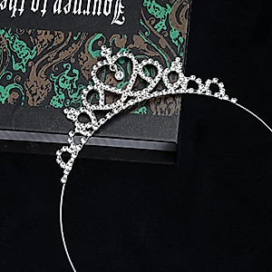 Makone 2 Pieces Girls Crystal Tiara Silver Princess Crown Bendable Adjustable Headband Ultralight Hair Accessories for Birthday Party Wedding Photograph