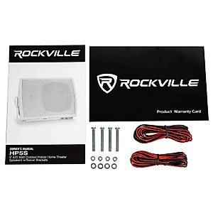 Rockville Pair HP5S 5.25" Outdoor/Indoor Home Theater Speakers w/Swivel Bracket, White