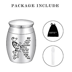 1.57 Inches Small Keepsake Urn for Human Ashes Butterfly Mini Urn Stainless Steel Ashes Holder Small Ash Urn