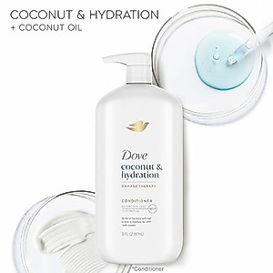 Dove Conditioner Coconut & Hydration Pack of 4 for Dry Hair Conditioner with Coconut Oil, Jojoba Oil & Sweet Almond Oil 31 oz
